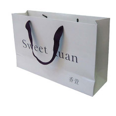 China White Laminated Tote Paper Shopping Bags supplier